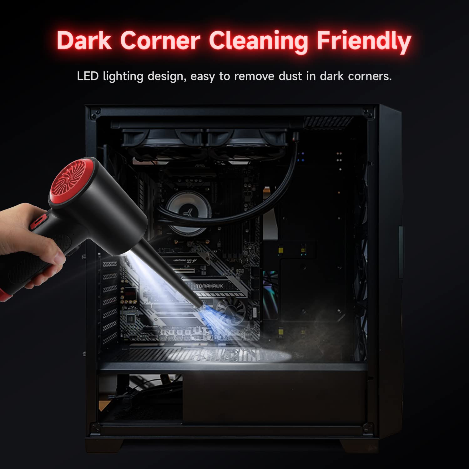 OTAO Electric Cordless Compressed Air Duster -51000RPM,3 Speed, Fast-USB Charging Keyboard Cleaner with LED Light for Dust Off/Cleaning Computer Electronics, Replace Air Can/Pump