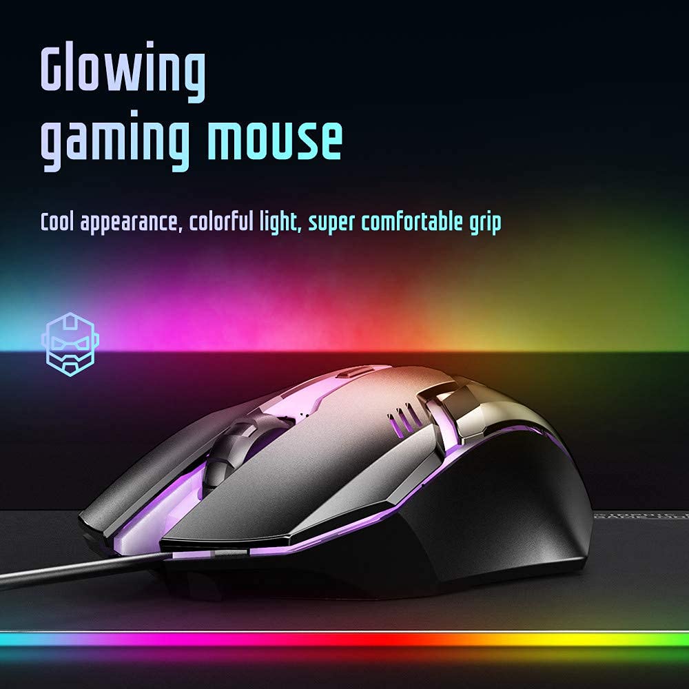 Inphic Gaming Mouse Wired, Ergonomic Game USB Computer Mice RGB Gamer Desktop Laptop PC Gaming Mouse, 7 Programmable Buttons for Windows 7/8/10/XP Vista Linux
