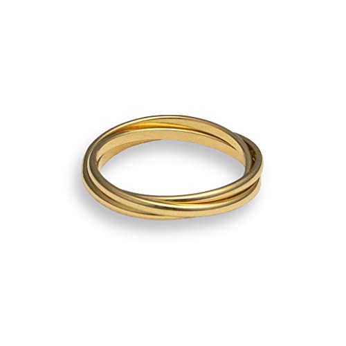 Luminava - Interlocking Fidget Ring - Anxiety Ring For Women - Spinner Ring - Sizes 6,7,8,9 in PVD Coated Rose Gold Silver and Gold Stainless Steel - Stackable Rings (Gold, 9)