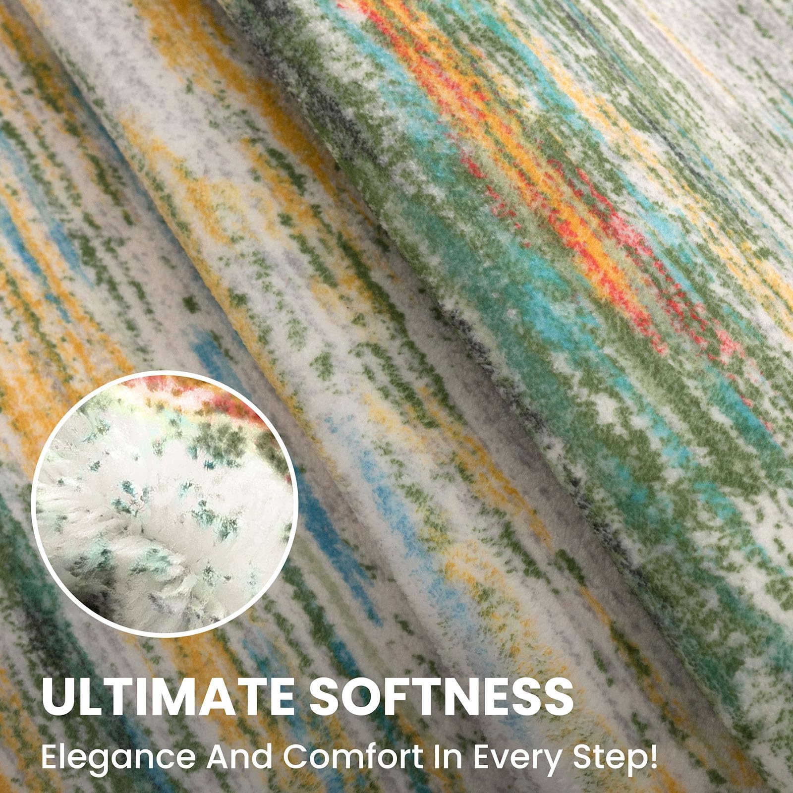 Siiloom 2x6 Green Multi Modern Abstract Runner Rug for Hallways, Super Soft Hallway Decor Kitchen Rugs with Non-Slip, Non-Shedding Washable Rug for Hallways Entryway Bedroom Bathroom Laundry Indoor