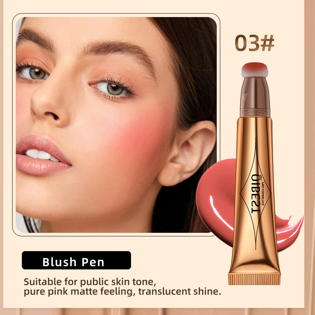 Pakivs 3 Pcs Cream Contour Sticks with Cushion Applicator,Shades with Highlighter & Blush Pen,Waterproof Easy to Create 3D Face Makeup