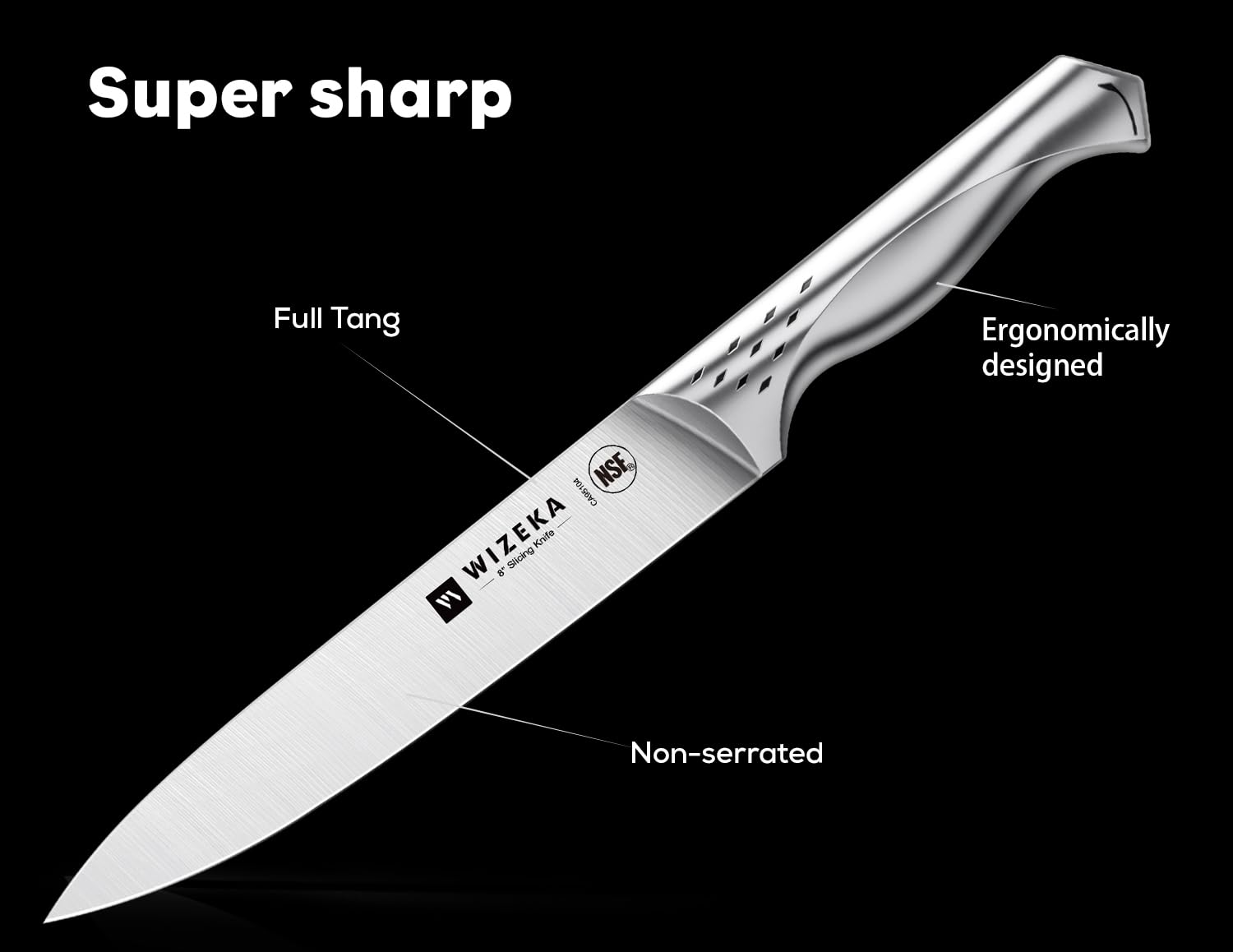 WIZEKA Turkey Carving Knife Set 2-Piece, 8-inch Carving Knife and Fork Set, Ultra-Sharp German Stainless Steel Kitchen Knife for Meat, BBQ, Carving Set with Gift Box for Thanksgiving, Jaguar Series