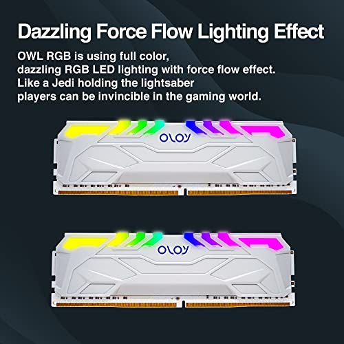 OLOy DDR4 RAM 16GB (2x8GB) White Owl Aura Sync RGB 2666 MHz CL19 1.2V 288-Pin Desktop UDIMM (MD4U0826190BHVDA)