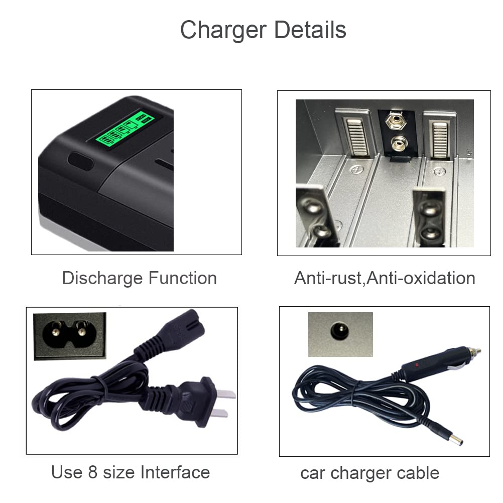 Palowextra Premium Rechargeable C Cell Batteries with Charger, 6 Pack 1.2v NiMH C Size Batteries with Universal Battery Charger for AA AAA 9V D C Rechargeable Batteries (6 Count (C Size)