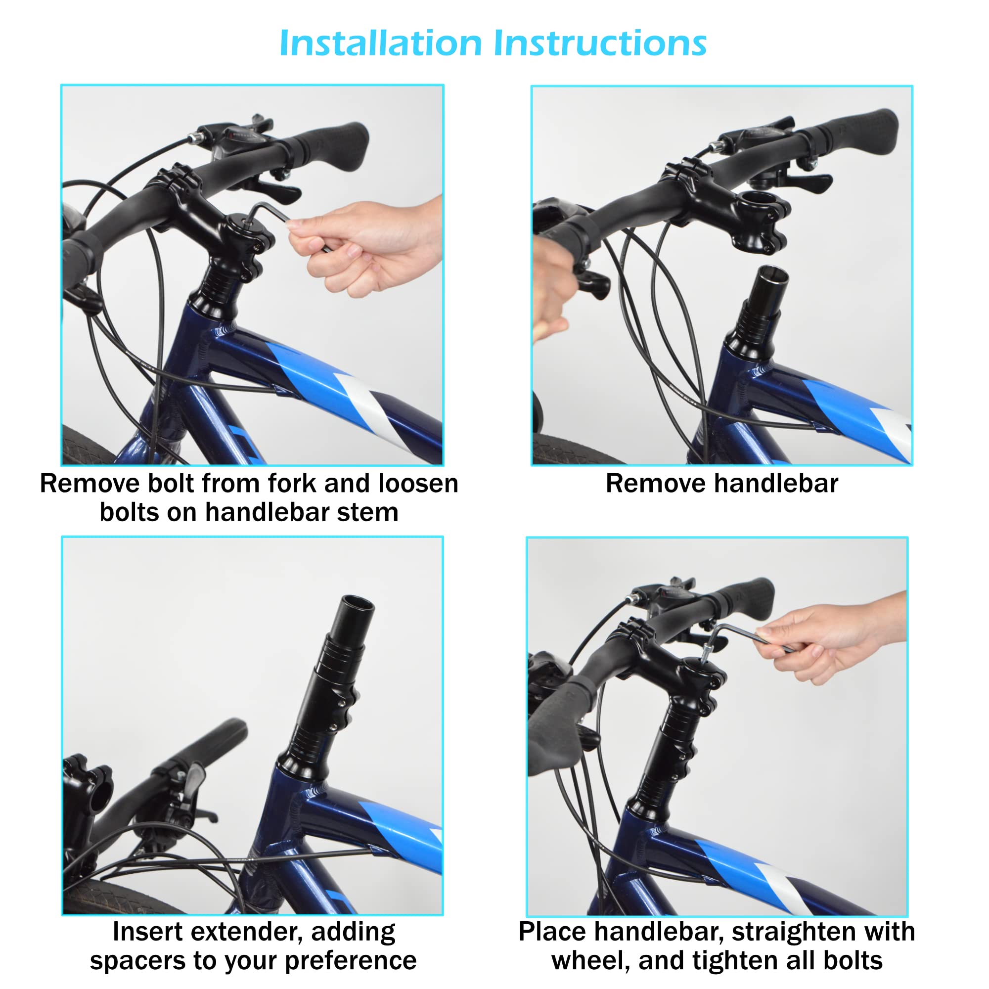 Lumintrail Bike Stem Extender Riser, 3.15" (80mm) Handlebar Riser for Mountain Bike and Road Bike with 1-1/8" Fork for Comfortable, Upright Riding