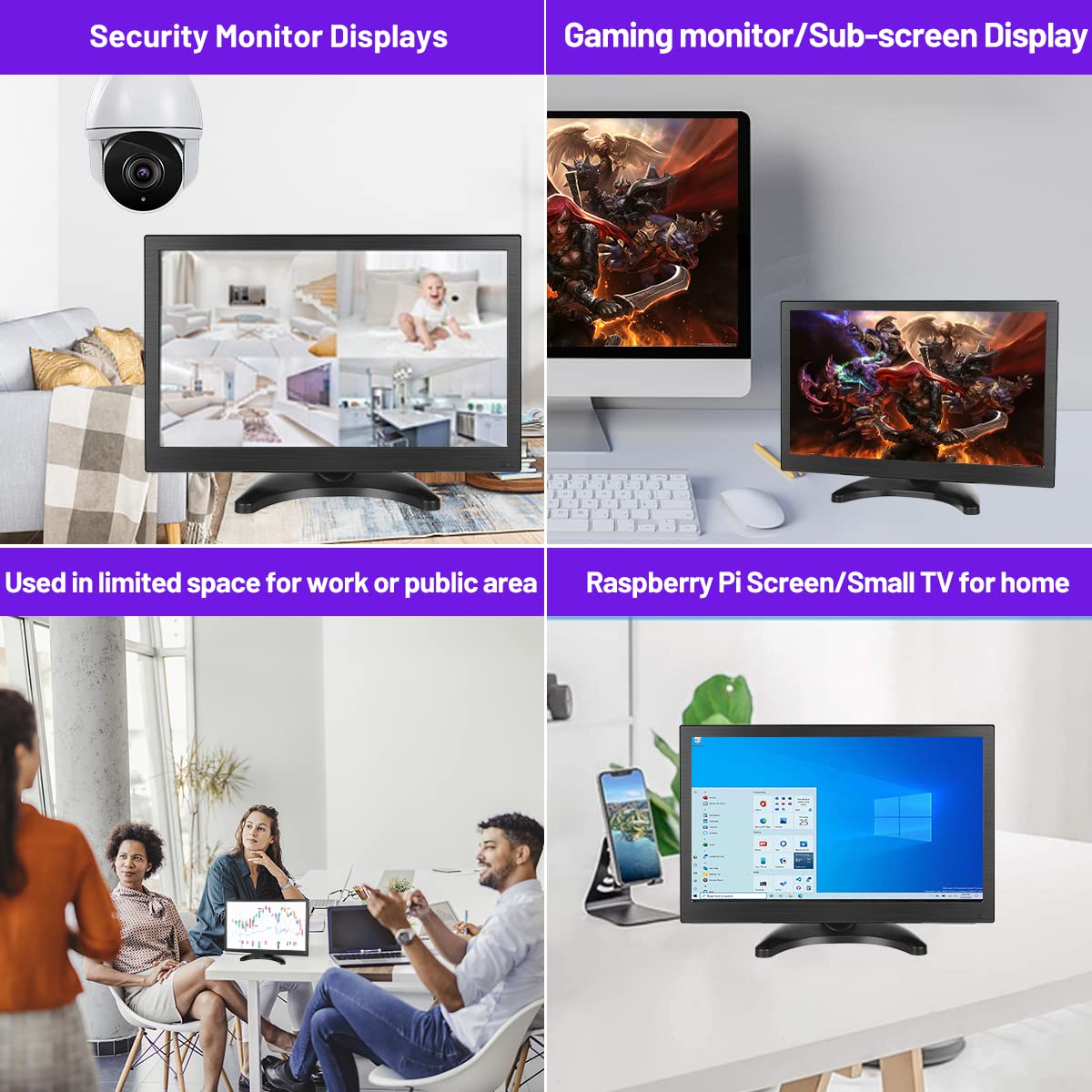 Hikity 11.6 Inch Small HDMI Monitor 1920x1080P Portable CCTV Monitors with BNC, AVI, VGA, HDMI Input Cable, Remote Control, Built-in Speakers, for PC, CCTV, Security Camera, Raspberry Pi, X-Box