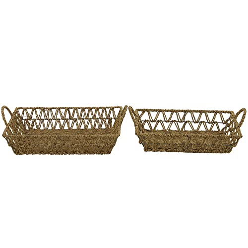 The Novogratz Metal Handmade Storage Basket with Handles, Set of 2 19", 17"W, Brown