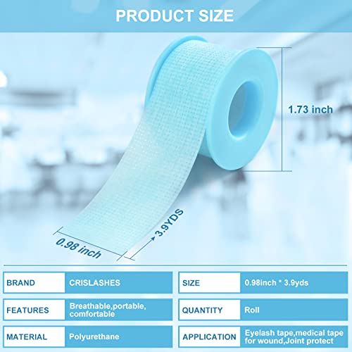 Lash Tape for Eyelash Extensions Blue Eyelash Tape for Extensions Sensitive Eyelash Extension Tape Sensitive Skin Tape for Eyelash Extensions Breathable Medical Microporous Tape(0.98in 3.9yd, 1Roll)