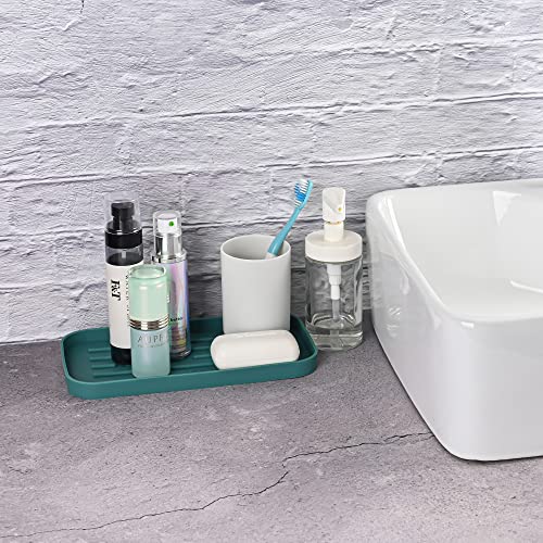 Silicone Kitchen Sink Organizer, Sponges Holder, Soap Rack 9.96 x 5.24 Inches, Silicone Tray for Sponge, Dispenser, Scrubber and Other Kitchen and Bathroom Accessories Color Teal Pack 2