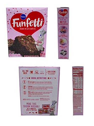 The ULTIMATE Valentine's Day Baking Bundle Set Featuring Pillsbury Funfetti Vanilla Cake Mix, Pillsbury Funfetti Vanilla Frosting with Sprinkles, Pillsbury Funfetti Brownie Mix, Kiss Lips and Happy Valentine's Day Cupcake Liners and Heart Shaped Measuring