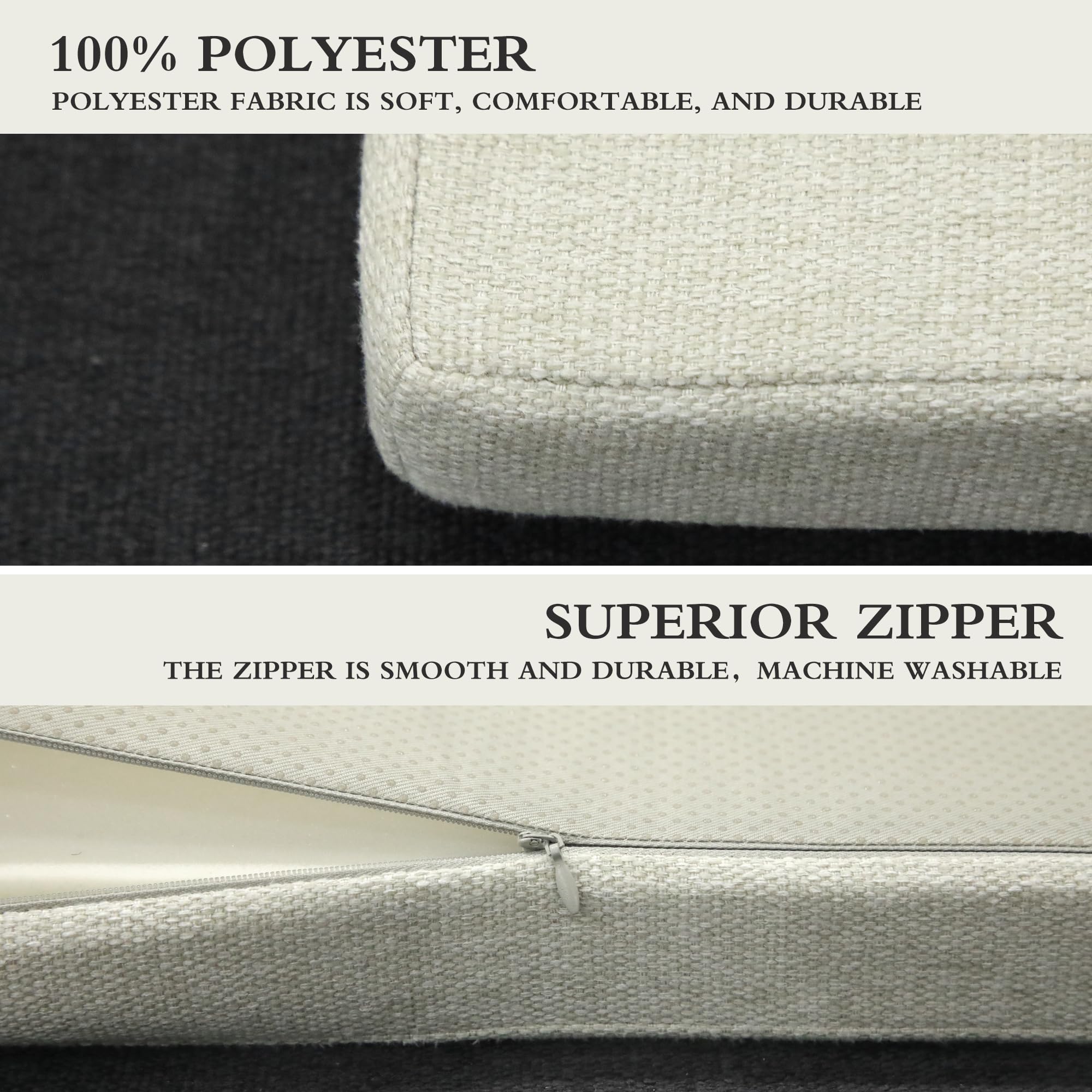YOLOJSDI 36 Inch Classic Solid Indoor Bench Cushion, High-Density Foam Rectangle Bench Seat Cushion Pad with Non-Slip Bottom, Washable (Off White, 36x16x1.5in)