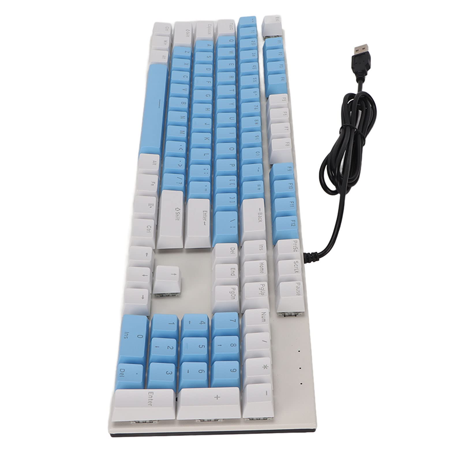 Pomya 104 Keys Gaming Mechanical Keyboard, Blue Switch RGB Scratch Resistant Gaming Keyboard for Win, Wearproof Mechanical Keyboard for PC, Notebook(White Blue)