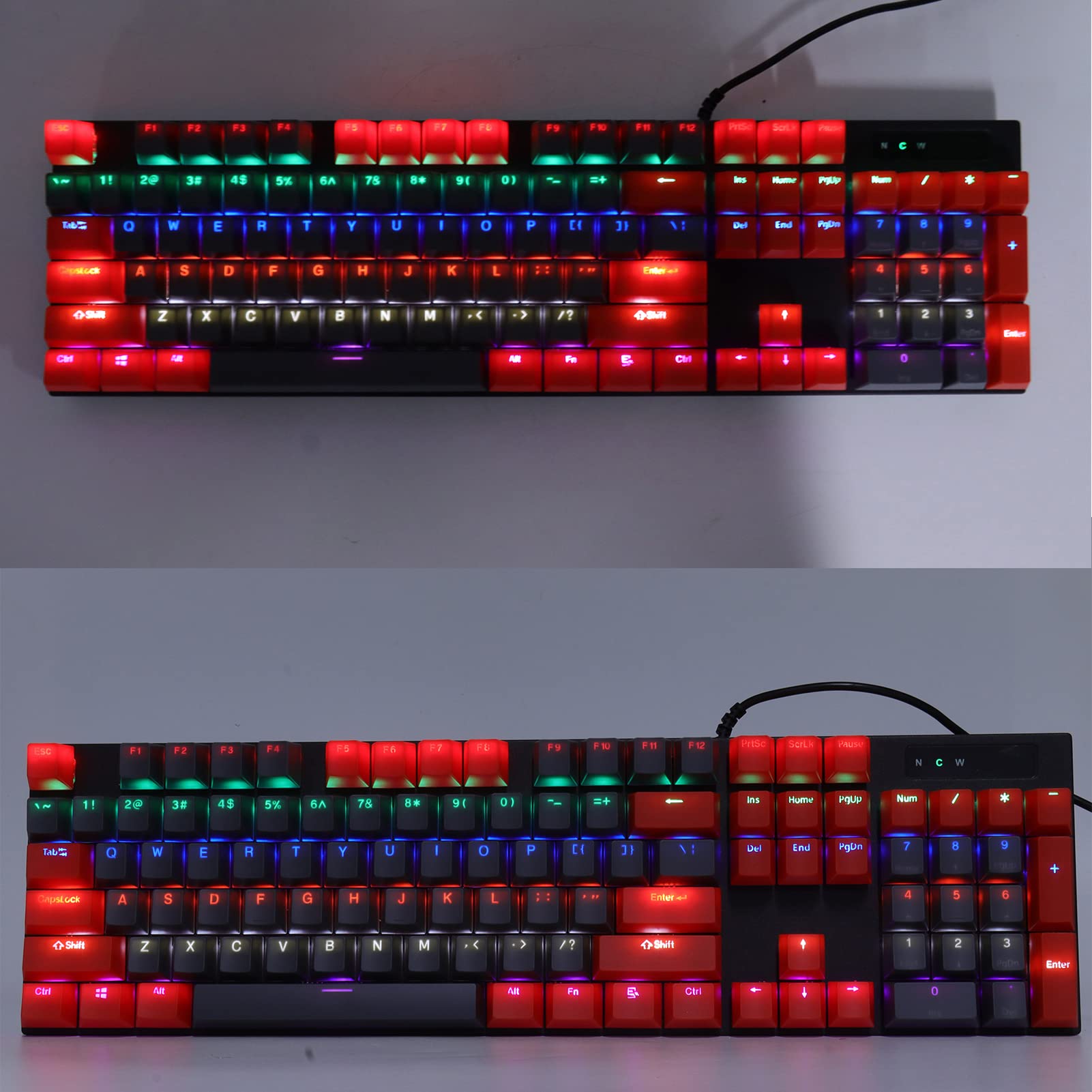 Pomya Gaming Keyboard,104 Key RGB Backlit Ergonomic Mechanical Keyboard, Dual Color Programmable Gaming Keyboard for PC Laptop(Gray)