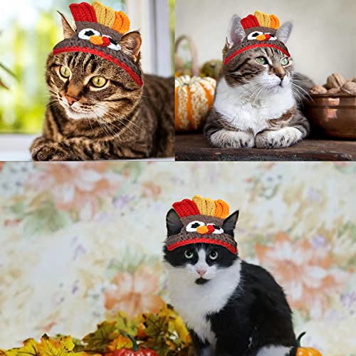 Thanksgiving Pet Costume Cat Turkey Hat Pet Knitted Cap Crochet Hat for Cats Small Dogs Halloween Thanksgiving Apparel