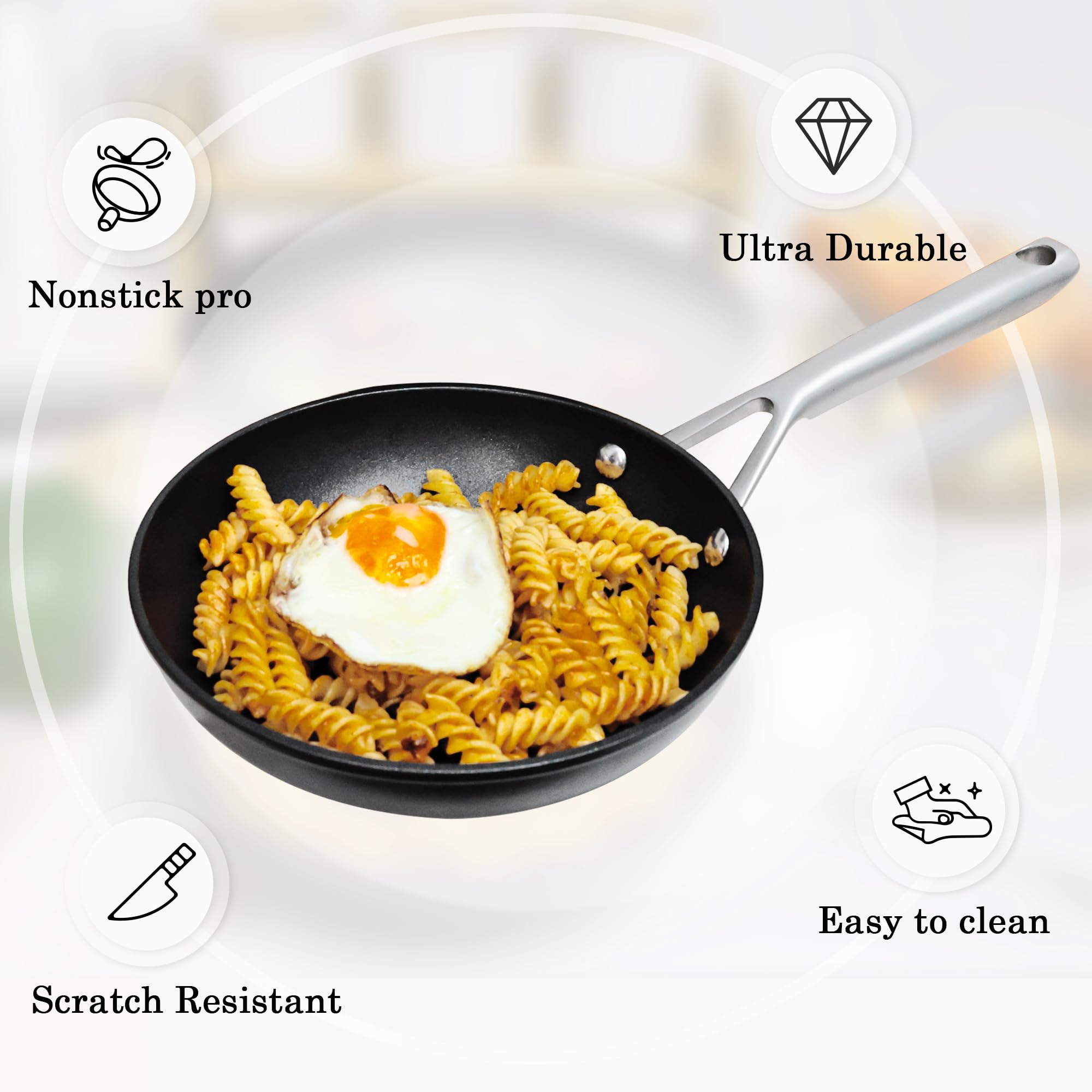 Wodillo Nonstick Frying Pan Skillet, Nonstick Omelette Pan,Induction Base, Hard-Anodized, Durable & Oven Safe to 420°F, Dishwasher Safe (10 INCH)