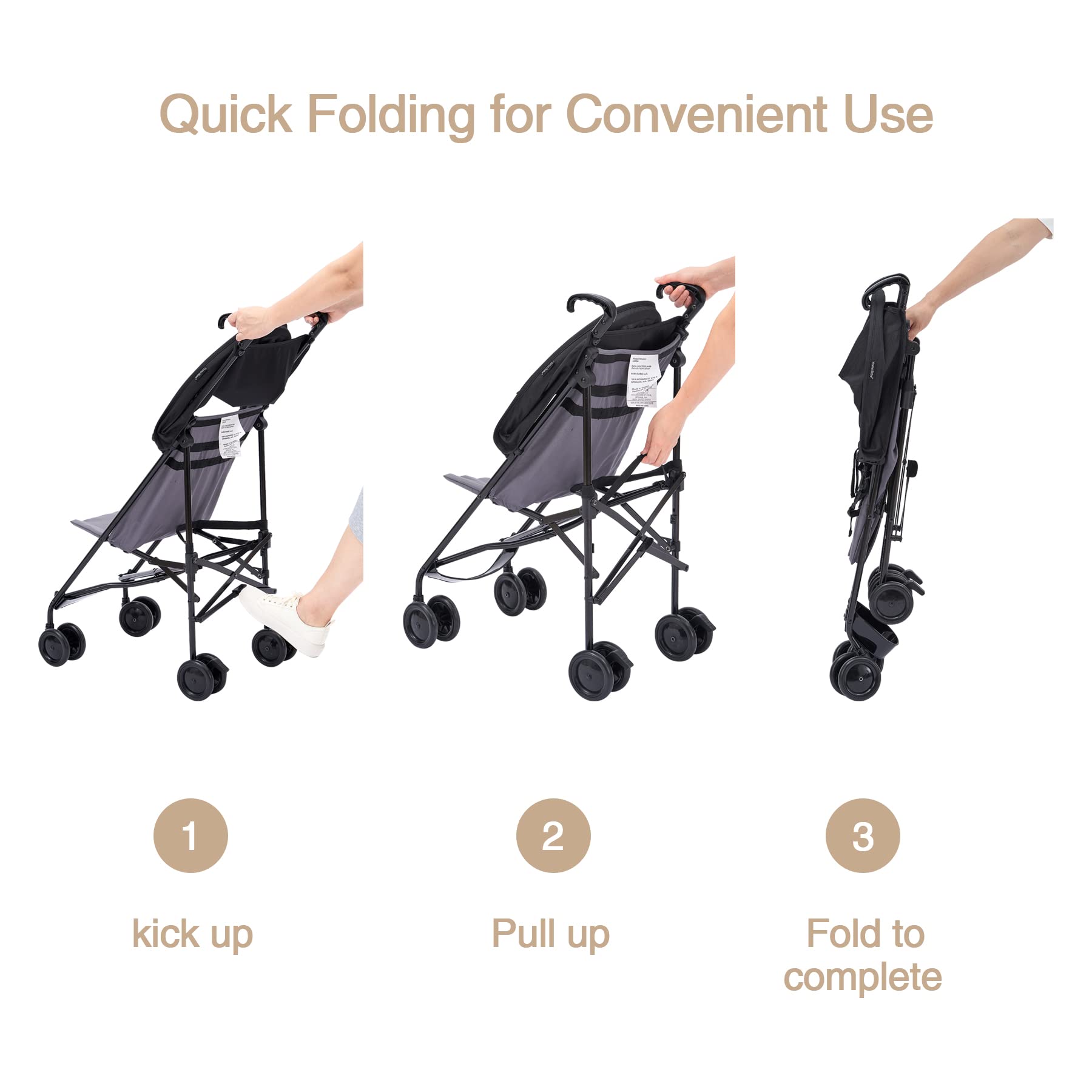 Pamo Babe Baby Umbrella Stroller, Lightweight Stroller, Compact Foldable Travel Strollers for Babies and Toddlers up to 33 lbs(Black)