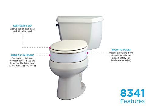 NOVA Medical Products Toilet Seat Riser, Raised Toilet Seat, White, 1 Count