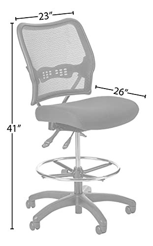 SPACE Seating Deluxe AirGrid Back with Mesh Seat, Adjustable Footring, Dual Function Control and Nylon Base Drafting Chair, Black