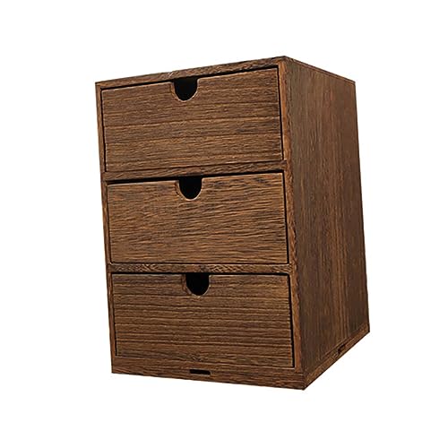 Wooden Storage Box Storage Drawers Storage Cabinet Locker Desktop Organizer Desktop Cabinet Organizer 3 Tier Shelf Organizer for Desk Retro Drawer Box Wood Drawer Shelf WHAMVOX