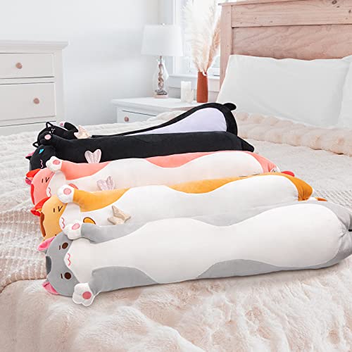 Mewaii Long Cat Plush Body Pillow, 28β Cute Cat Stuffed Animals Soft Plushies, Kitten Plush Throw Pillow Doll Toy Gift for Girlfriend
