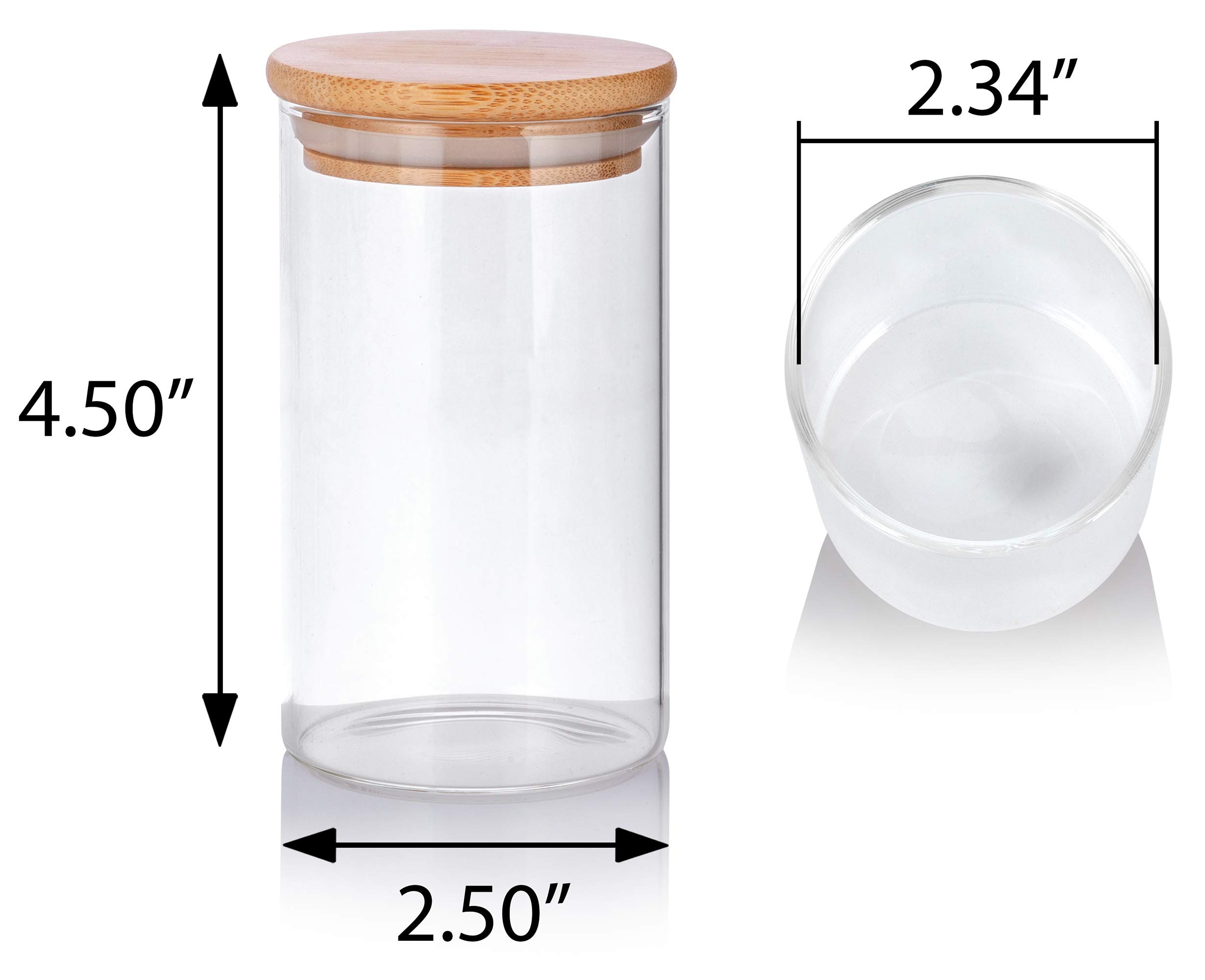 JUVITUS 10 oz Clear Glass Tall Jar with Wooden Bamboo Lid (3 Pack)