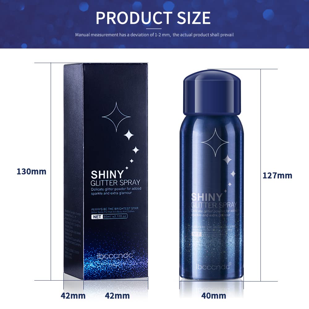 Ibccndc Glitter Spray Shimmer Silver Glitter Hairspray for Women Tiktok, Hair and Body Glitter Spray