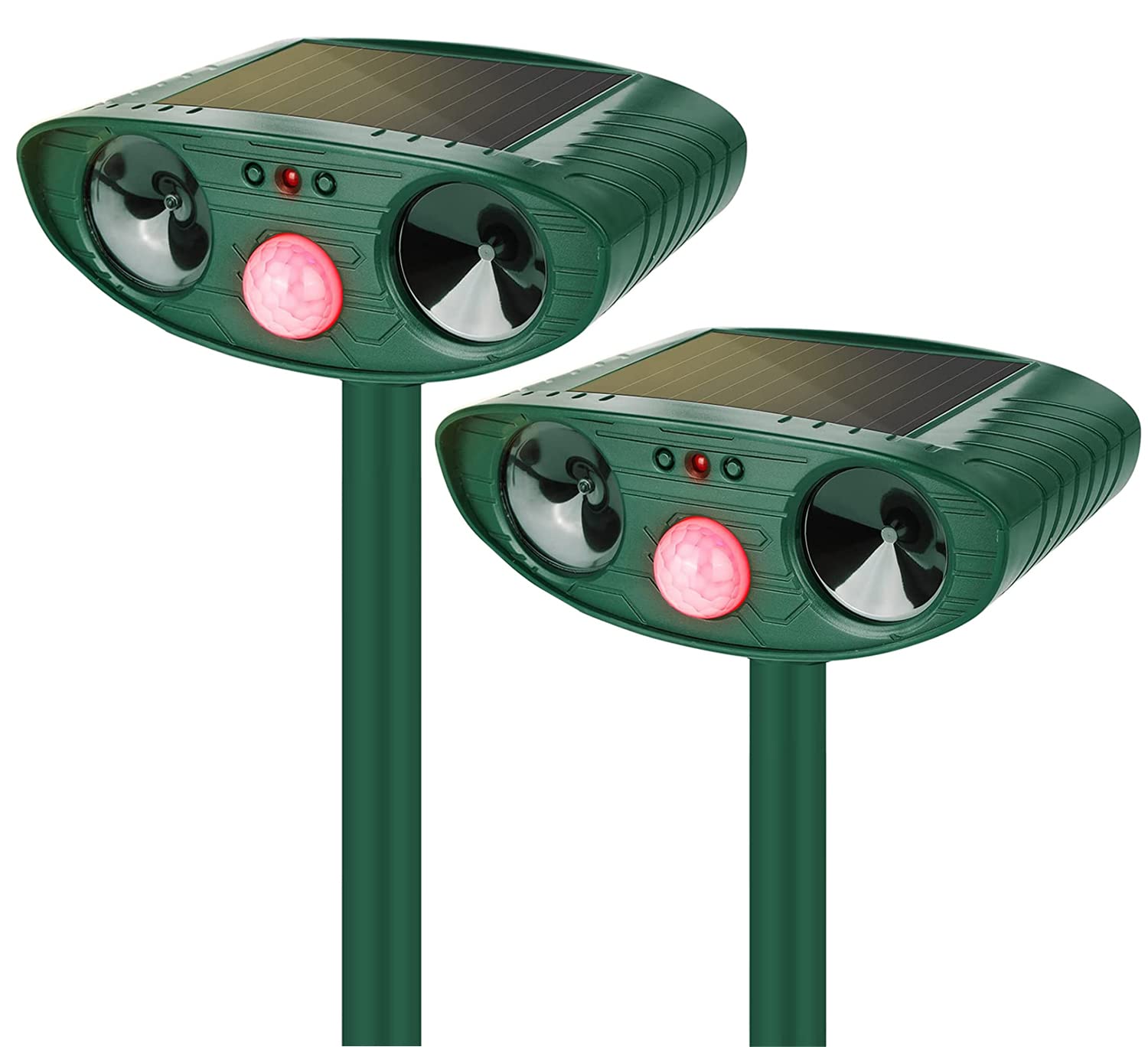 LATUD 2 Pack 2023 Ultrasonic Solar Animal Repellent, Cat Repellent Outdoor, Rat, Squirrel, Deer, Raccoon, Skunk, Rabbit, Mole, Dog, Cat, Waterproof with Motion Detector01