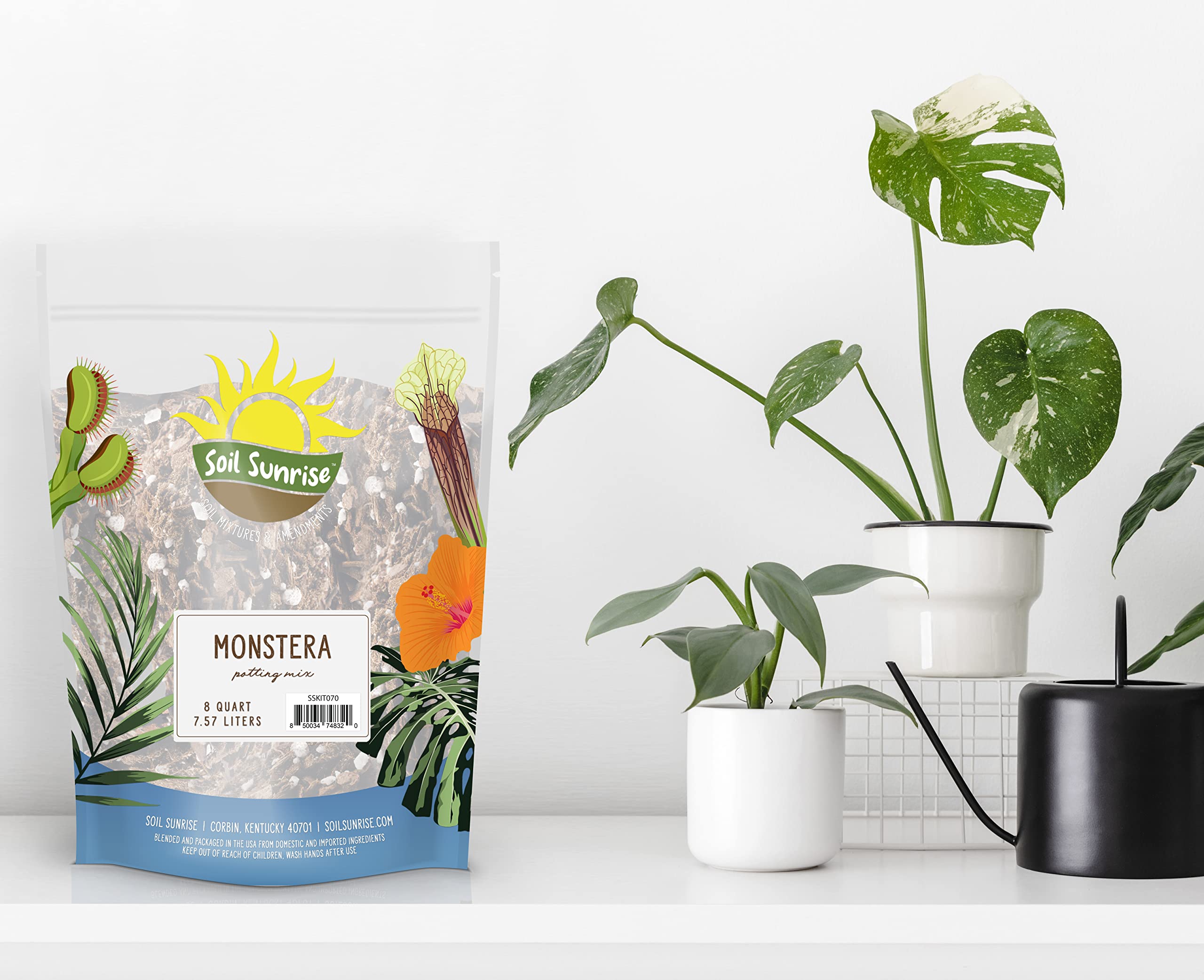Monstera Houseplant Potting Soil Mix (8 Quarts), Custom Blend for Growing and Repotting
