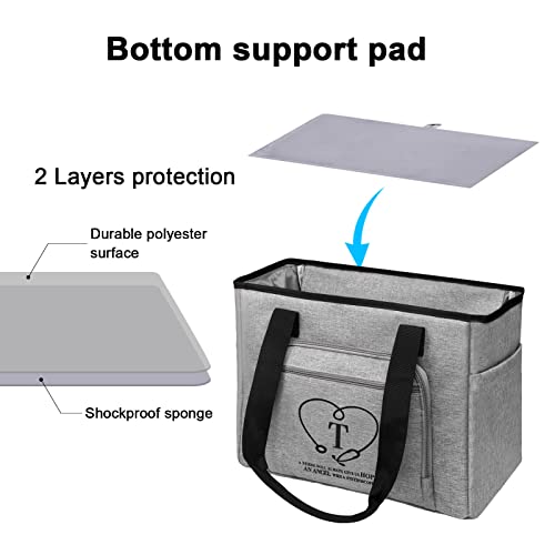 Kitguard Initial Nurse Tote Bags for Work with Bottom Support Pad,Monogrammed Personalized Nurse Accessories Bag with 15.24" Laptop Layer,Nurse Gifts for Women
