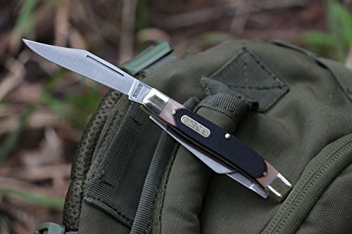Old Timer 8OT Senior 6.9in S.S. Traditional Folding Knife with 3in Clip Point, Sheepsfoot, Spey Blade and Sawcut Handle for Outdoor, Hunting, Camping and EDC
