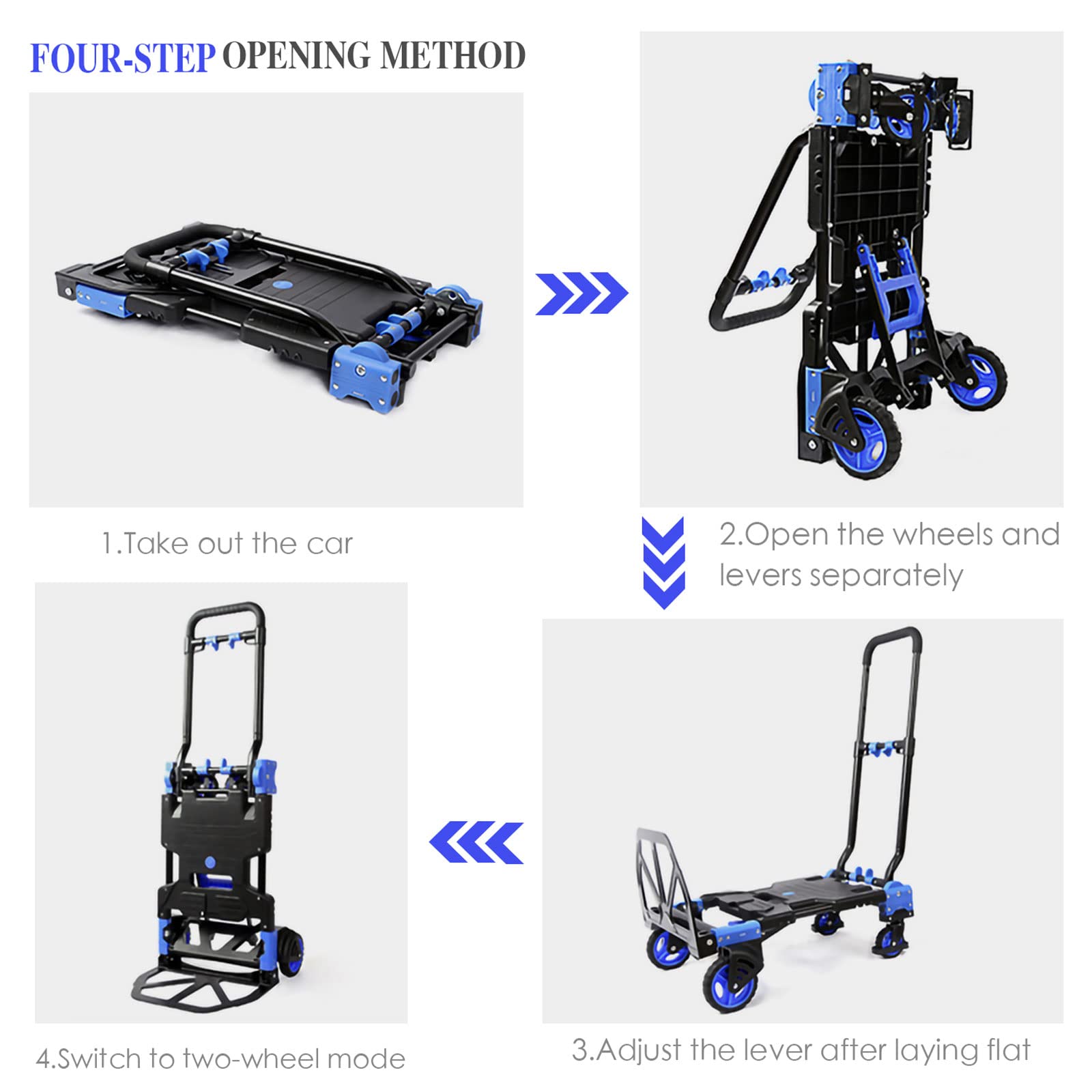 Oyoest Folding Hand Truck Heavy Duty 330LB Load Carrying,Convertible Dolly Cart with Retractable Handle and 4 Rubber Wheels,Portable Hand Truck Foldable for Luggage/Personal/Travel/Mobile/Office Use.