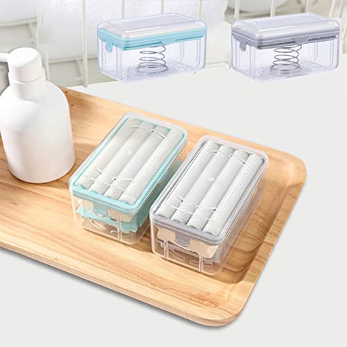 Laundry Soap Dish with Roller Soap Organizer Multifunctional Soap Lathering Box With Drainage Hole and Drip Tray 2-in-1 Soap Lather Laundry Box Help to Use and Store Soap For Bathrooms Kitchens (blue)