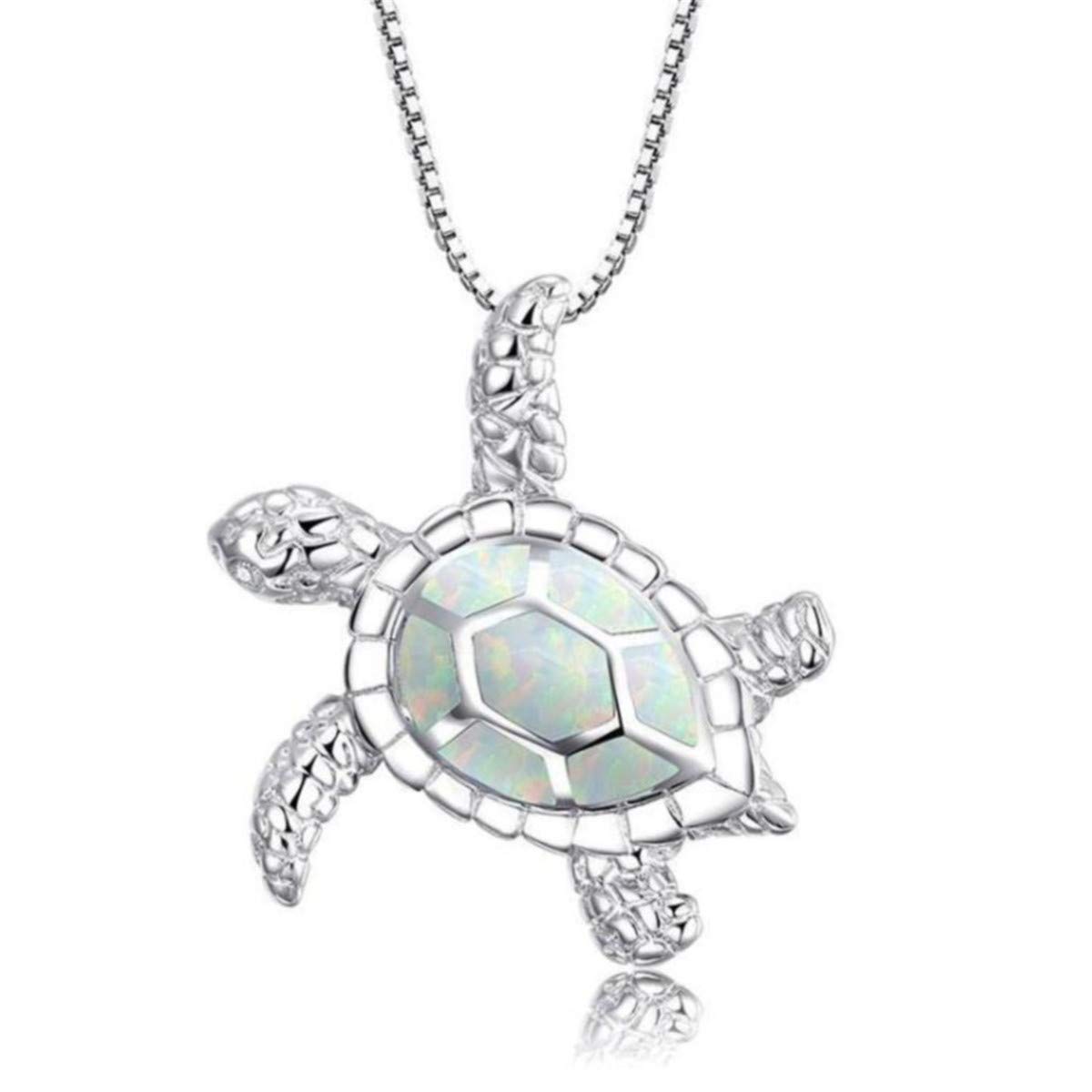 HELPFLOWER CH01 925 Silver Cute Turtle Pendant Necklace Lovely Animals White Diamond Necklace Jewelry Gifts
