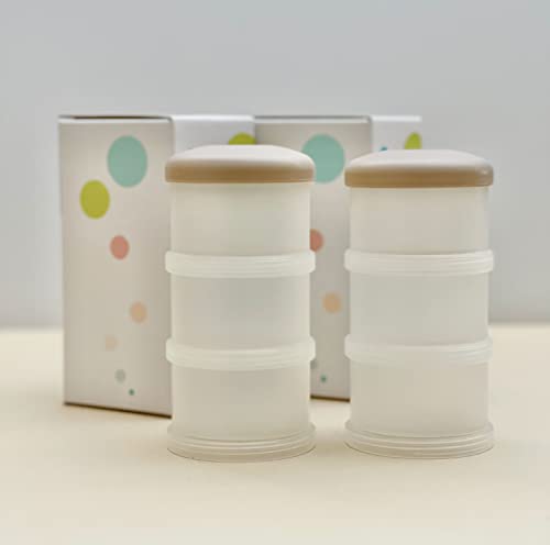 LITTOES Baby Food Pots 3oz 2.5" round translucent stackable baby snack to go containers Beige Cover 2-pack