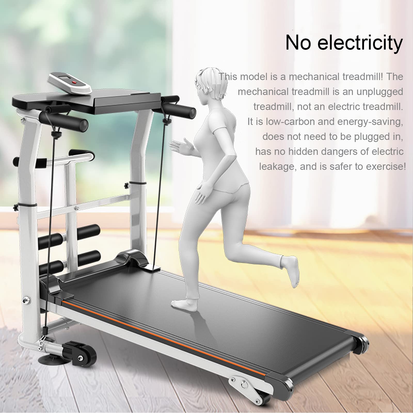 Multifunctional Mechanical Treadmill, Portable Walking Jogging Machine Flat Slim Treadmill, Installation-Free, Jogging Running Machine for Home/Office (Style9)