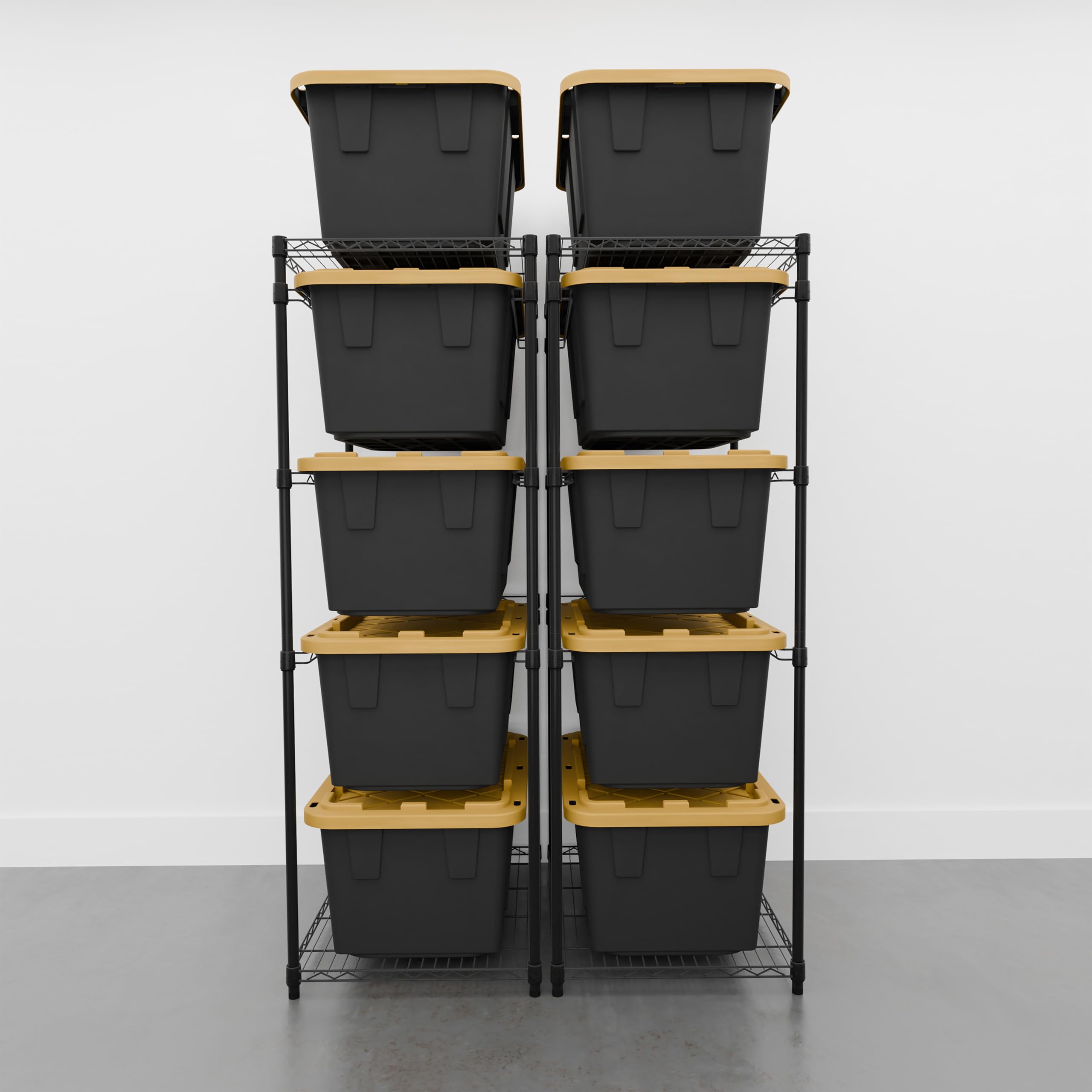 SafeRacks 2 Pack 5-Tier Steel Tote Rack - Maximize Space, Declutter, Organization, NSF Certified, Bin Storage for Garage, Pantry, Kitchen, Workspace, 5 Shelves, 31″ x 23″ x 68″, Black