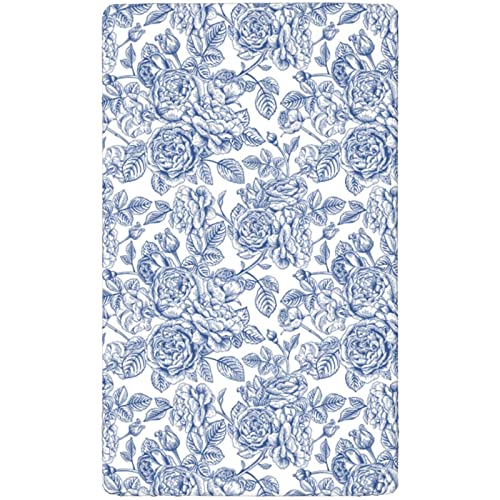 Rose Themed Fitted Crib Sheet,Standard Crib Mattress Fitted Sheet Ultra Soft Material-Baby Crib Sheets for Girl or Boy,28β x52β,Dark Violet White