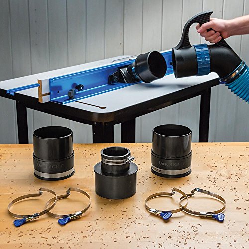 Rockler Dust Collection Fittings β Polymer Dust Right Quick Change Multi-Port Tool Set w/Quick Change Handle, 2.5'' to 4'' Tool Ports, 4'' Keyed Bridge Hose Clamps β Shop Dust Collection Fittings