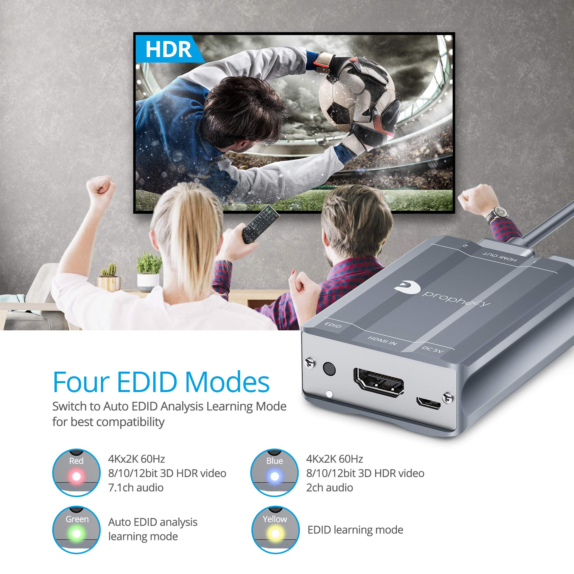 gofanco Prophecy 4K 1x2 HDMI 2.0 Splitter – 4K @60Hz YUV 4:4:4, HDR, 3D, HDCP 2.2/1.4, EDID, 18Gbps, ESD Protection, 2 Way Port, 1 in 2 Out, TAA Compliant (PRO-HD20split2P)