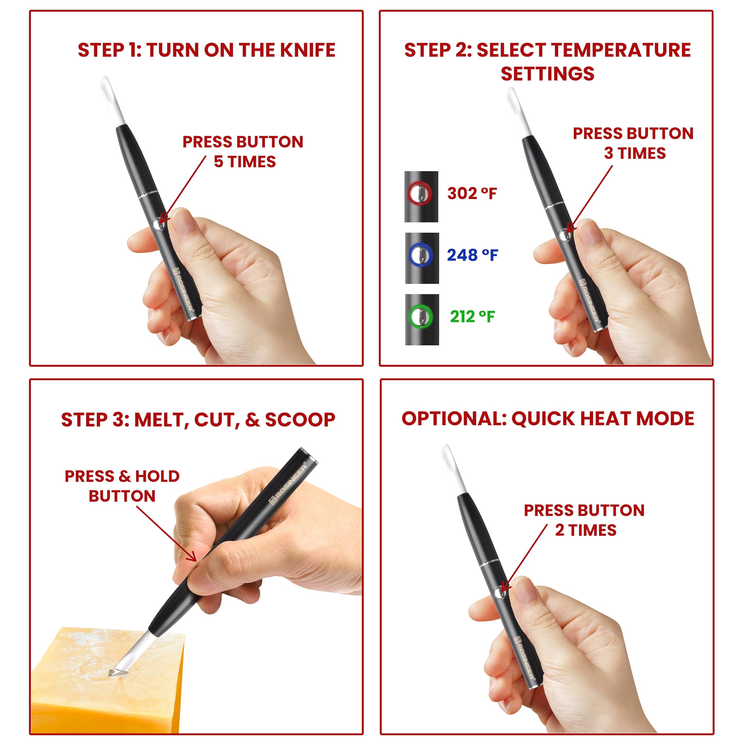 Rosineer Electric Hot Ceramic Knife and Charging Cable Set