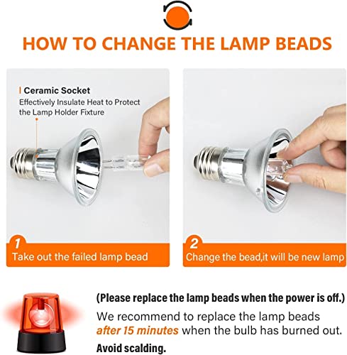 Simple Deluxe 4-Pack Reptile UV Bulb 75W, UVA & UVB Full Spectrum Sun Lamp with 4 Replacement Mini Bulbs, for Lizard/Reptiles/Snacks/Tortoise, Amphibian Pets