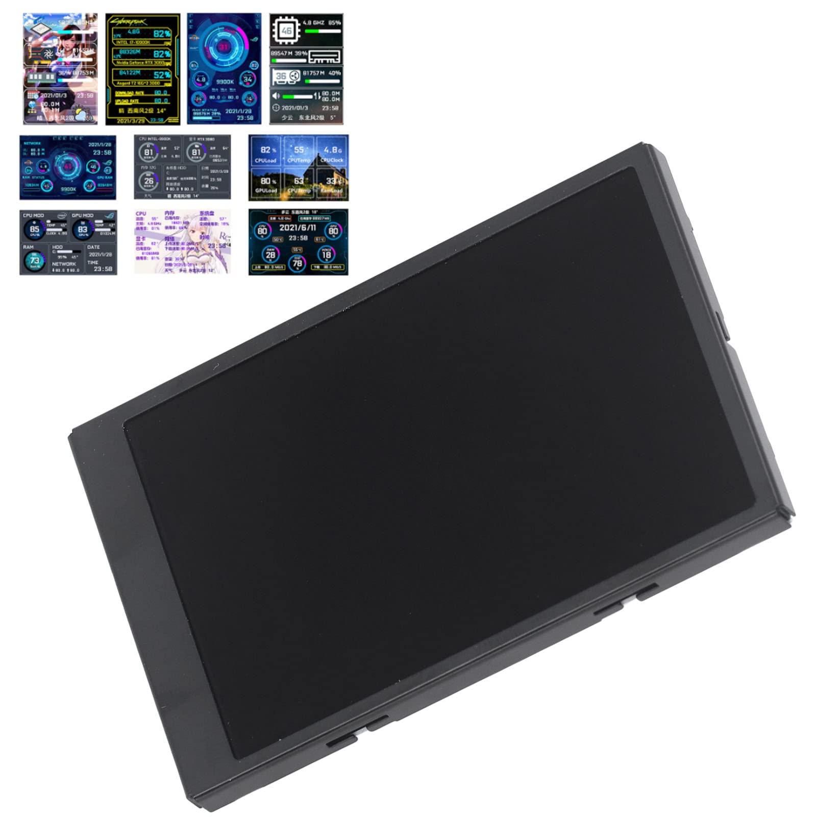 Rosvola Computer Monitor, Mini Monitor IPS Full View Easy Operation Eye Protection 320 X 480 for Replacement (with motherboard adapter cable)