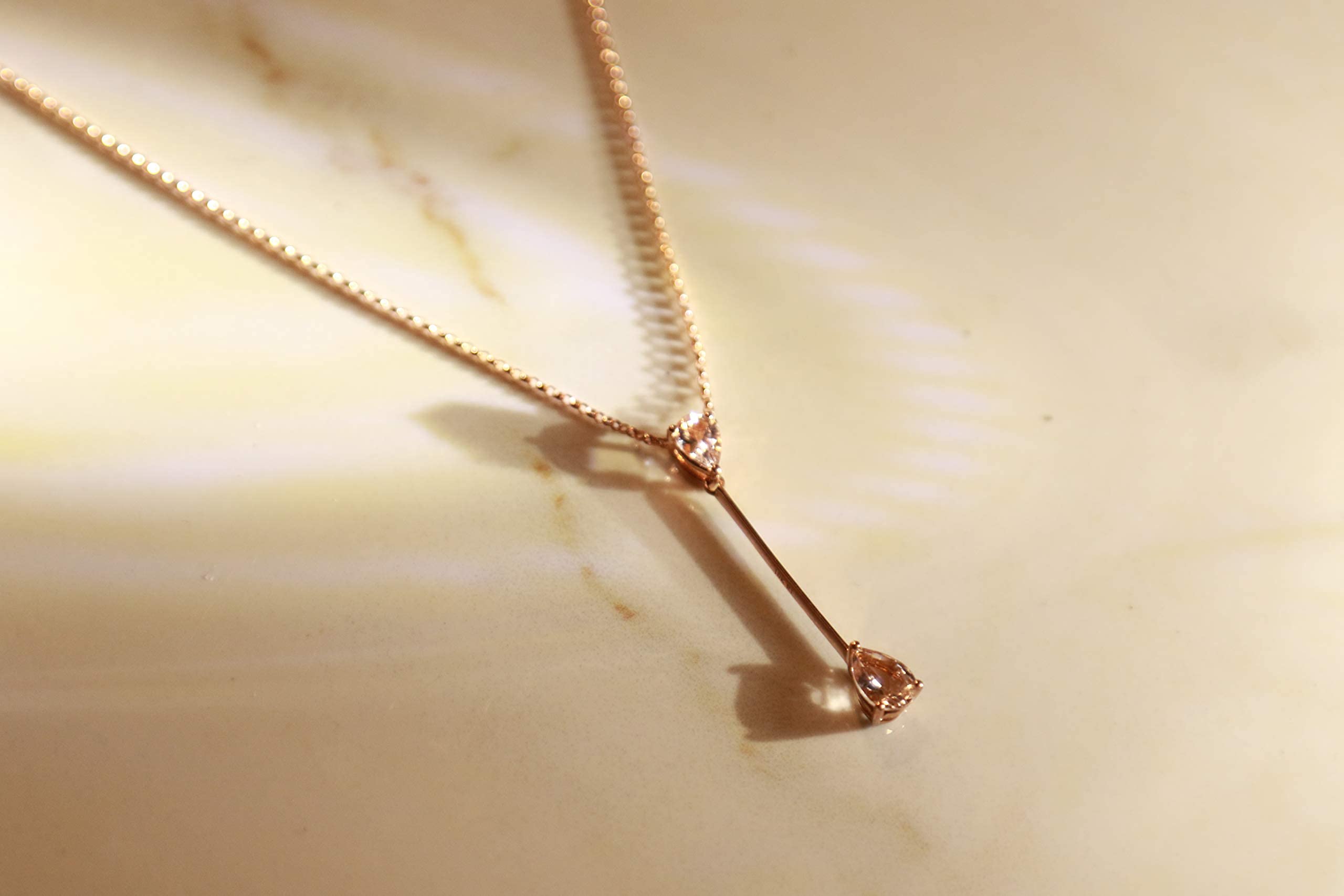 Gin & Grace 10K Rose Gold Genuine Morganite Necklace for Women