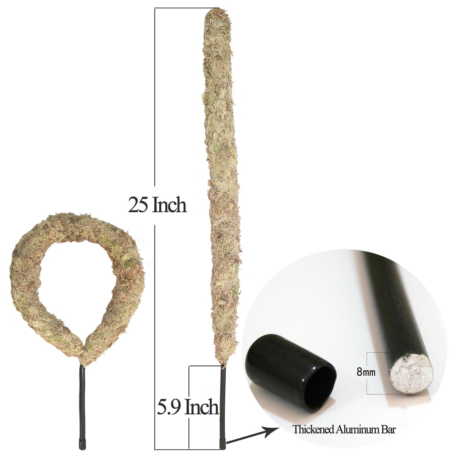 Kapecute Sphagnum Moss Pole for Plants, 2 Sticks 25 Inch Bendable Plant Stakes Made of Real Sphagnum Moss, Good for Climbing Plants Monstera and Other Creeper Plants Grow Upwards