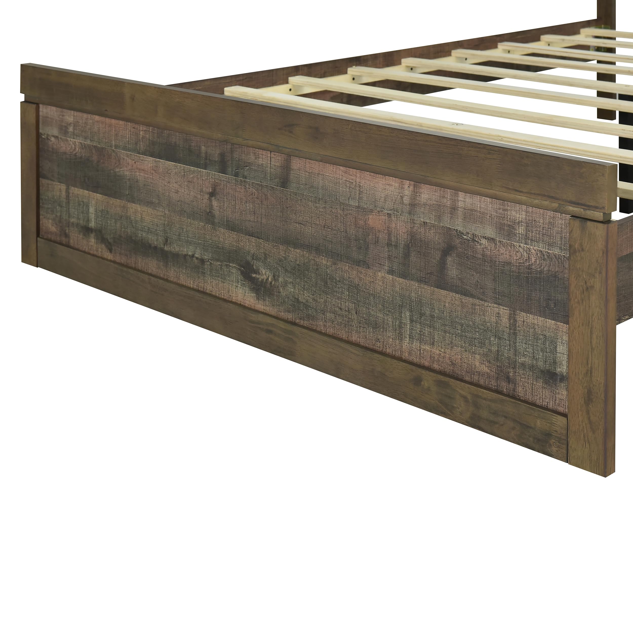 RuiSiSi Farmhouse Full Bed Frame with 47.9β Headboard and Footboard Wood Platform Bed with 10 Wooden Slats for Bedroom