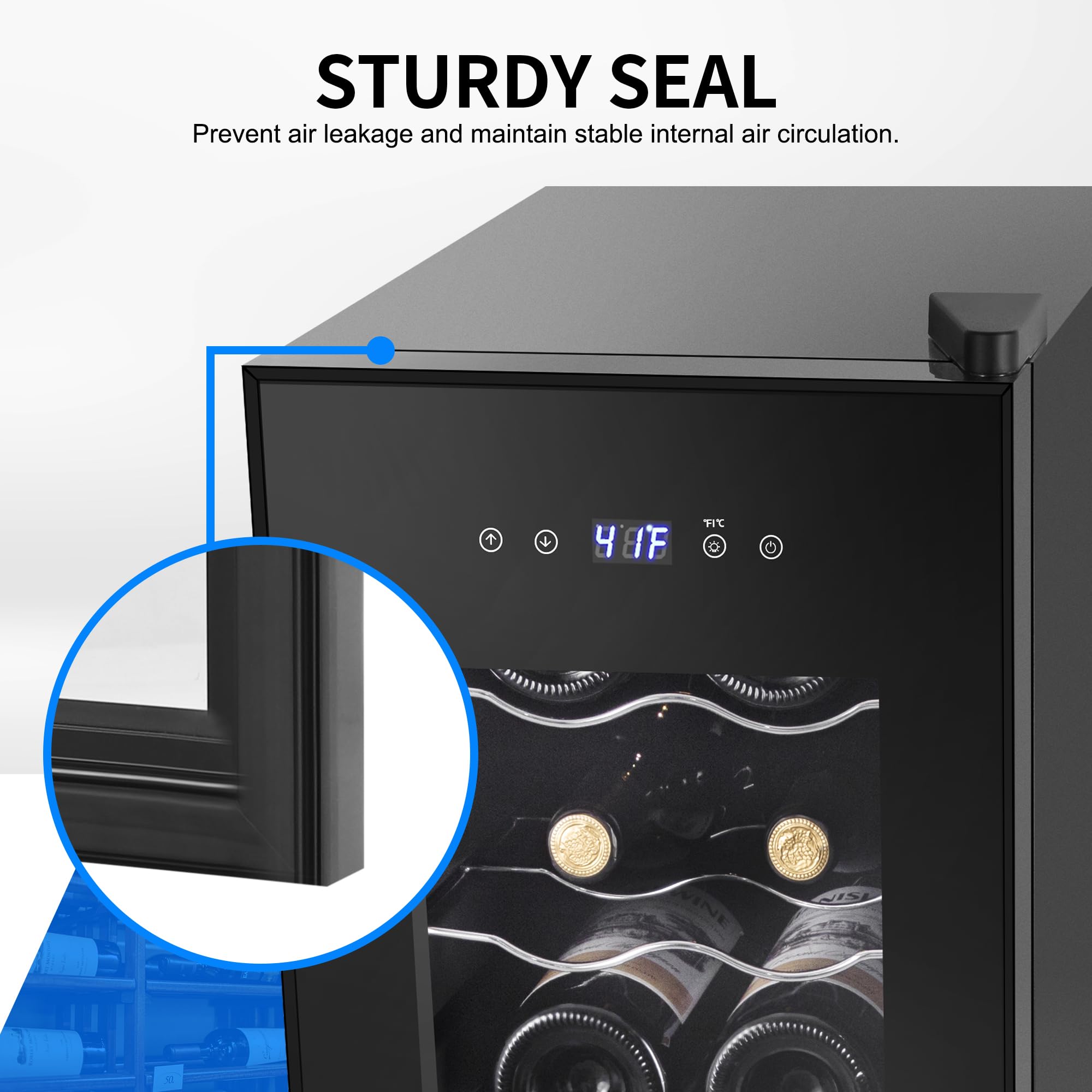 turephe Beverage Refrigerator Mini 12 Bottles Drink Fridge with Temperature Control Safety Lock