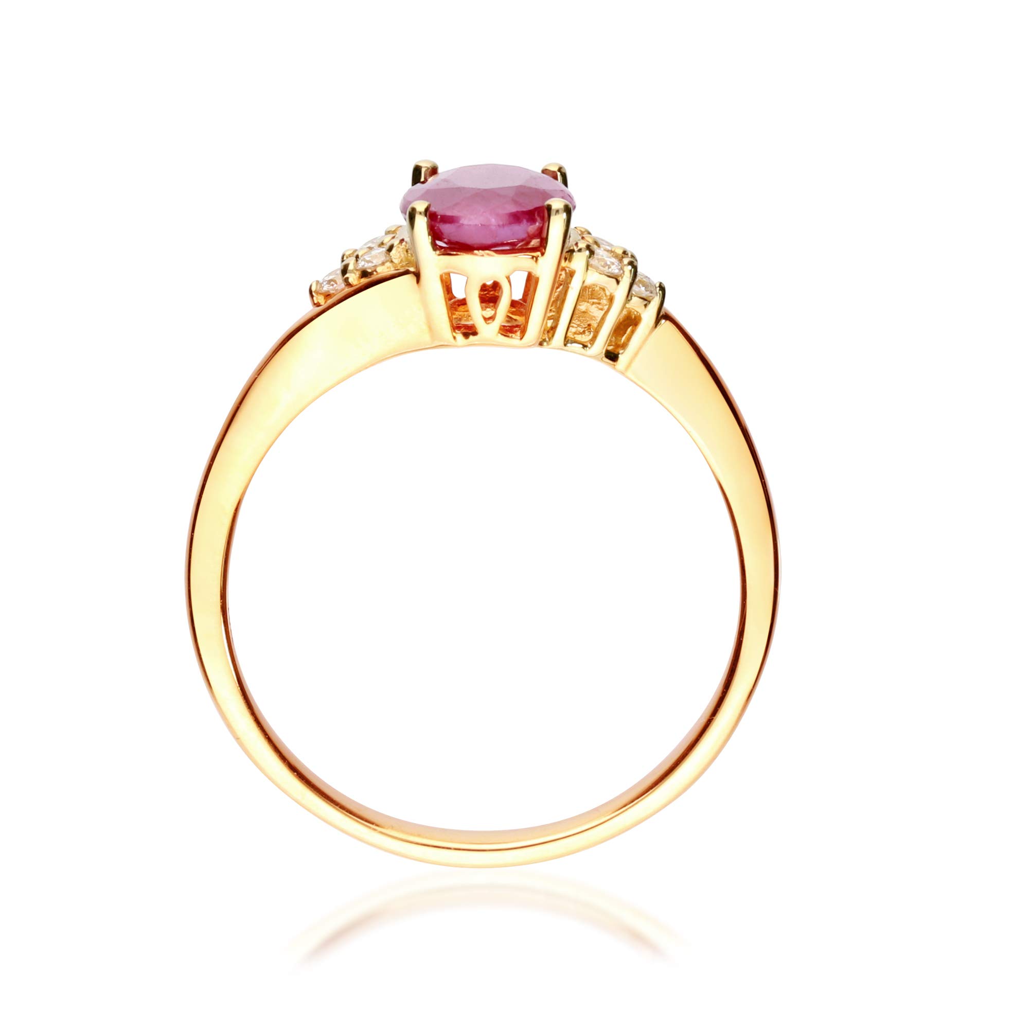 Gin & Grace 10K Yellow Gold Genuine Ruby & Diamond (I1,I2) (Size 8) Propose Promise Ring for Women