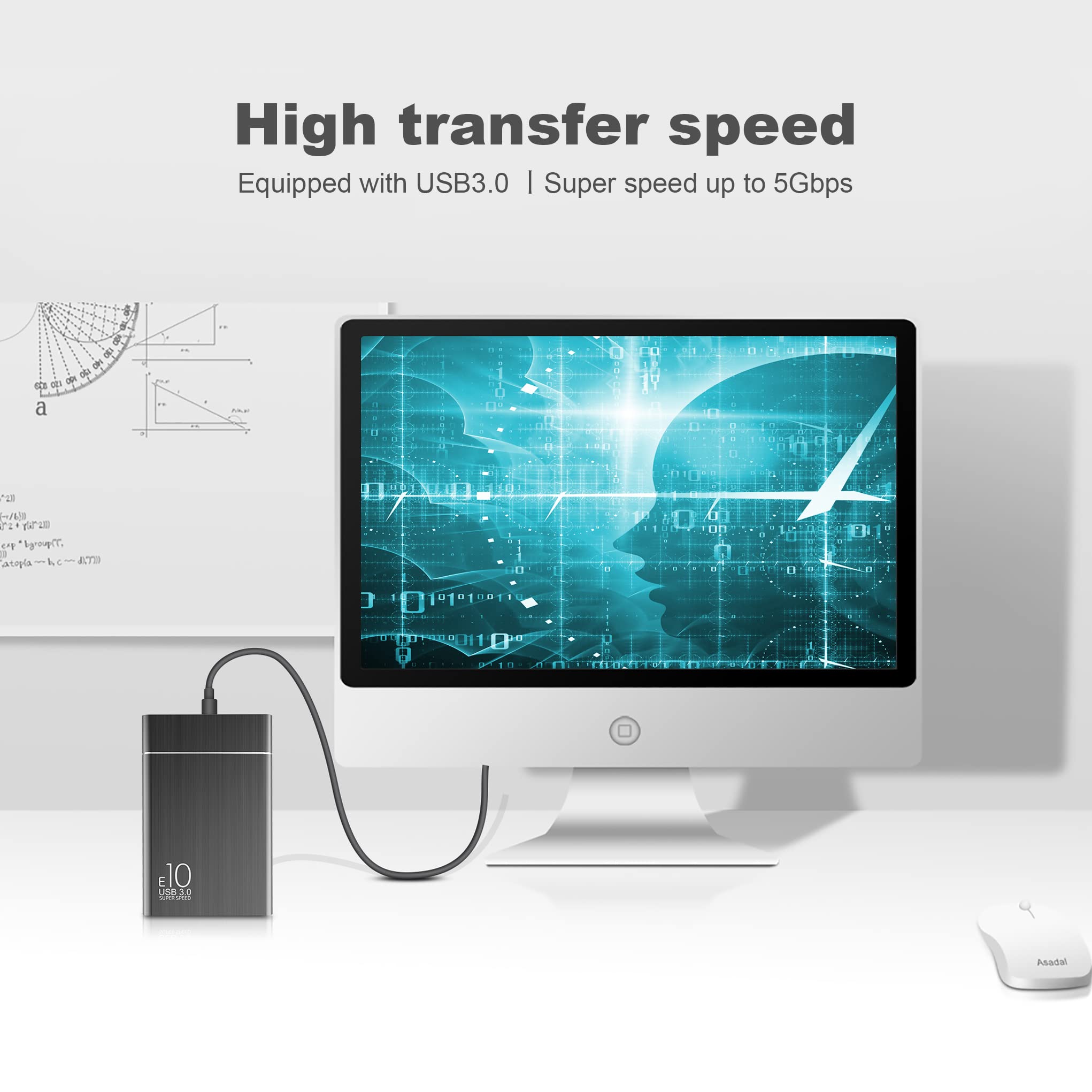 PDTXCLS Aeiniwer OTCPP 1TB External Hard Drive HDD USB3.0 External Hard Drive for PC, Mac, Desktop, Laptop, MacBook, Chromebook, Xbox One, Xbox 360 (1TB, Blue)