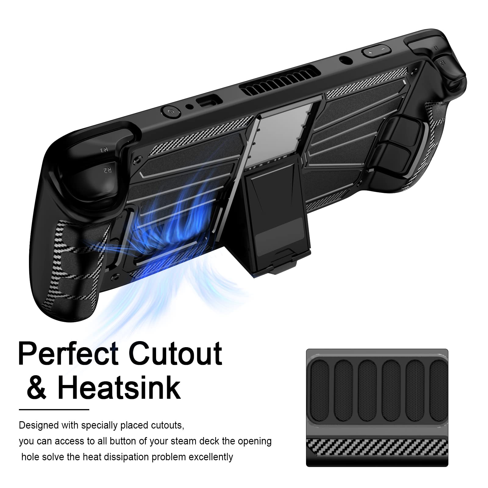 Mensican Steam Deck Case with Kickstand,TPU+PC Protective Case for Steam Deck,Shock-Absorption, Non-Slip and Anti-Scratch Accessories Skin for Steam Deck