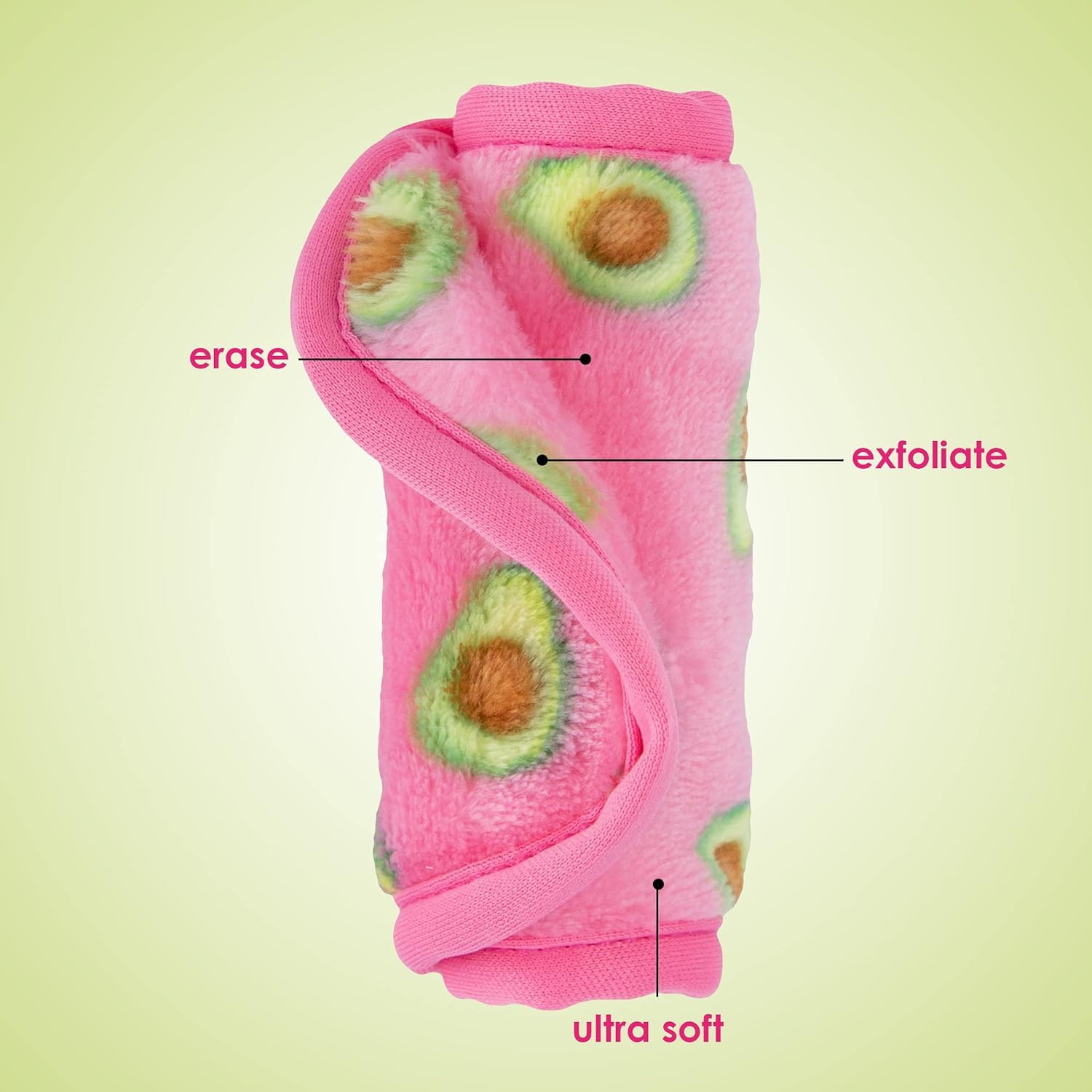 MakeUp Eraser Mini, Erase All Makeup With Just Water, Including Waterproof Mascara, Eyeliner, Foundation, Lipstick and More (Pink Avocado Print)